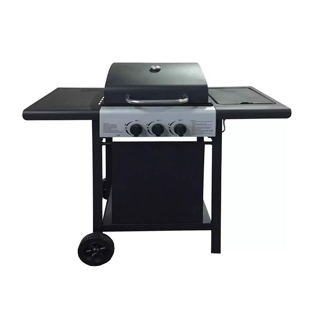 Gas barbecue lava rock bbq with side stove with lid 2 burners + 1 bost ...