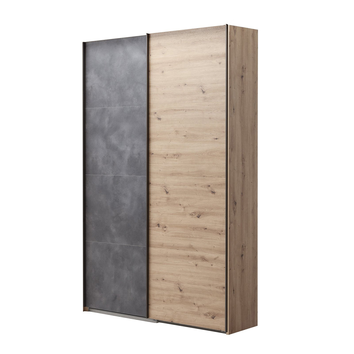 Systema wardrobe with two sliding doors, two-tone oak and cement ...