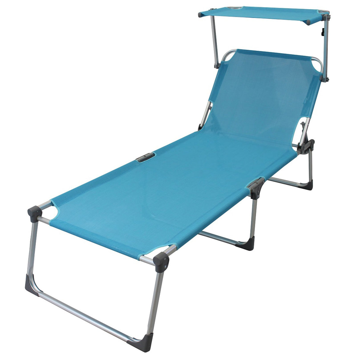 Sunbed "Santorini" in aluminium folding sunbed with sunroof – Decorspace.EU