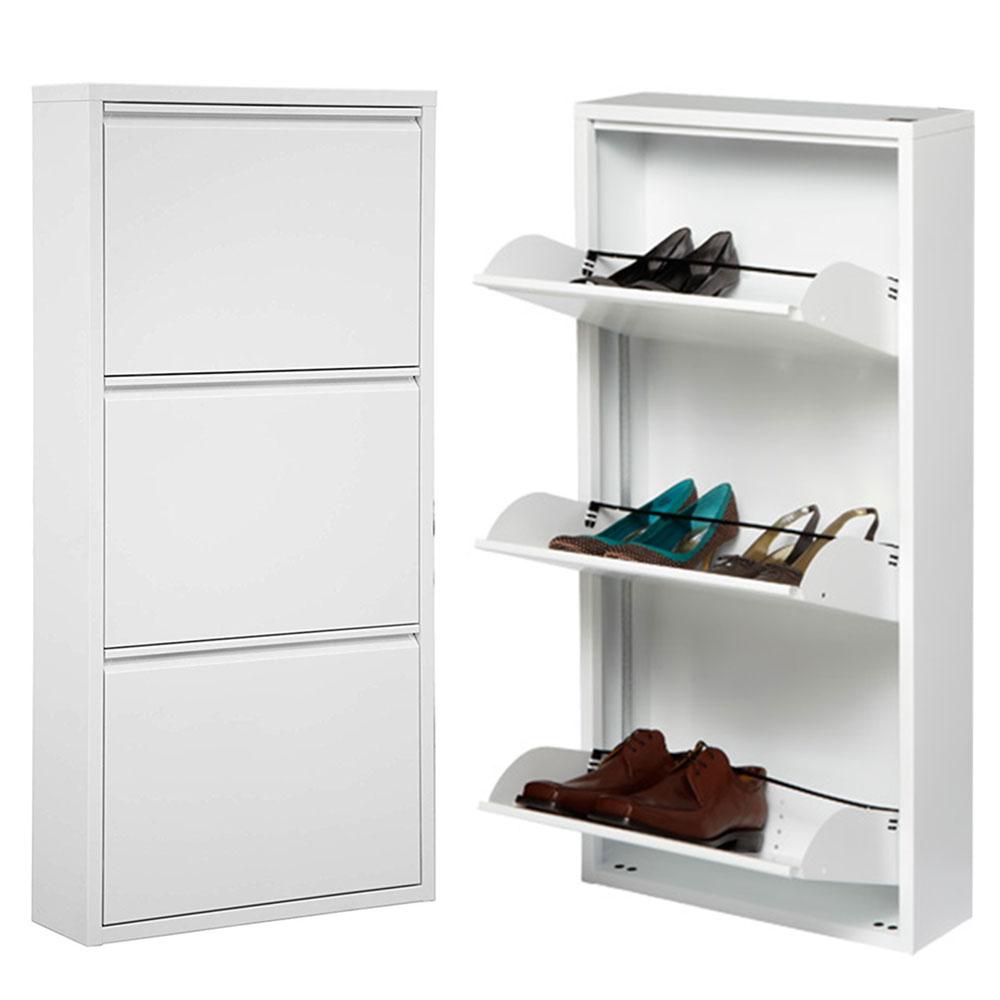"Slim" metal shoe rack with swinging doors for indoor and outdoor spac ...
