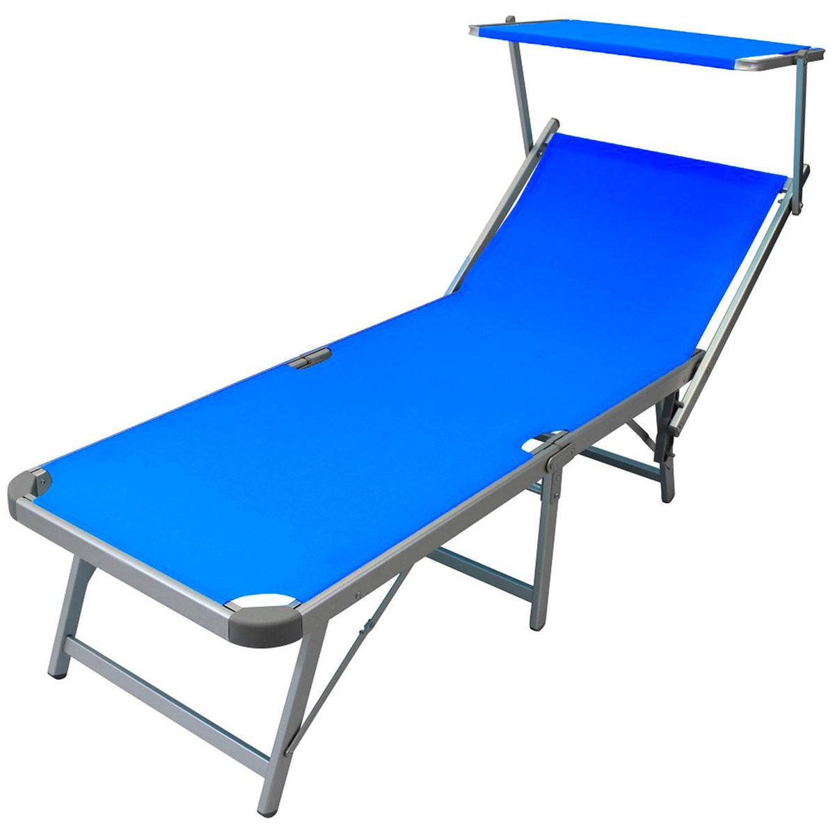 Sun lounger "Capri Maxi" in aluminium folding sunbed with sunroof ...