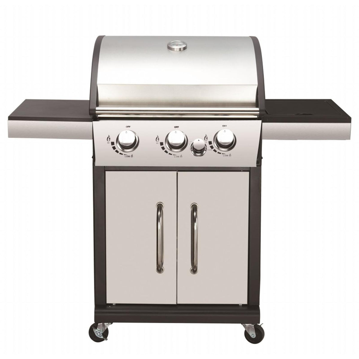 Gas barbecue lava rock with side stove BBQ in stainless steel 3 burner ...