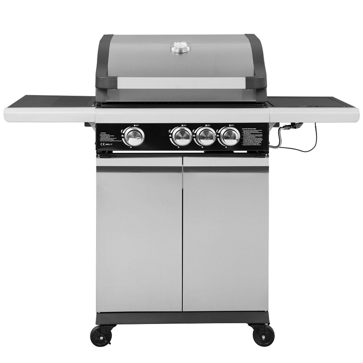 Gas barbecue lava rock with side stove BBQ in stainless steel 3 burner ...
